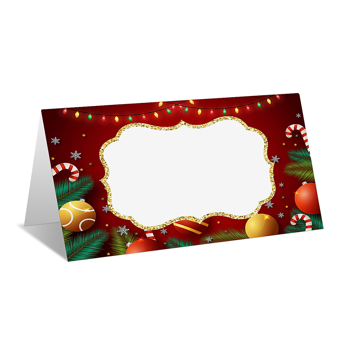 Place Cards for Christmas Party, Editable Name Place Cards, Seating Place Cards for Tables, Tent Style Cards for Wedding, Dinner Party or Any Occasion, Easy Folding, Pack of 25 Escort Cards(A11)