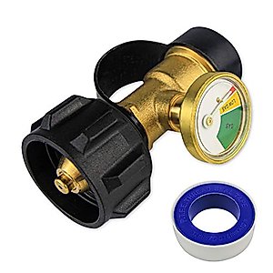 KOMAN Propane Tank Gauge Level Indicator Leak Detector Gas Pressure Meter & Glow in The Dark Universal for RV Camper, Cylinder, Heater, Universal Fit, and More Appliances-Qcc1/Type1 Connection