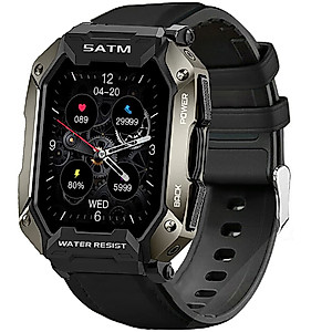 Compatible with AMAZTIM C20 Bands, Lamshaw Leather Silicone Breathable Replacement Smartwatch Strap Wristband Compatible for Kospet Tank M1 Pro/AMAZTIM C20 1.71" Military Sports Smart Watch/Slothcloud