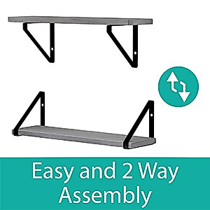 Wallniture Ponza Floating Shelves for Wall, Shelves for Bathroom Over The Toilet Storage, Rustic Wood Wall Shelves, Gray Set of 3