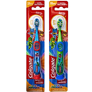 Colgate PJ Masks Toothbrush for Toddlers & Little Children with Suction Cup, Kids 2-5 Years Old, Extra - Pack of 2