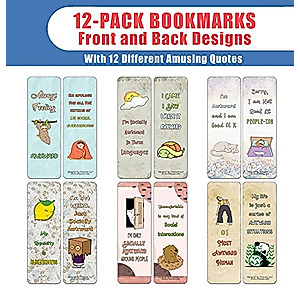 Creanoso Funny Socially Awkward Bookmarks (12-Pack) - Stocking Stuffers Funny Gift Ideas for Adults, Teens, Friends