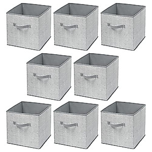 mDesign Soft Fabric Nursery/Playroom Closet Storage Organizer Bin Box with Front Handle for Cube Furniture Shelving Units - Holds Toys, Clothes, Diapers, Bibs - Lido Collection - 8 Pack - Gray