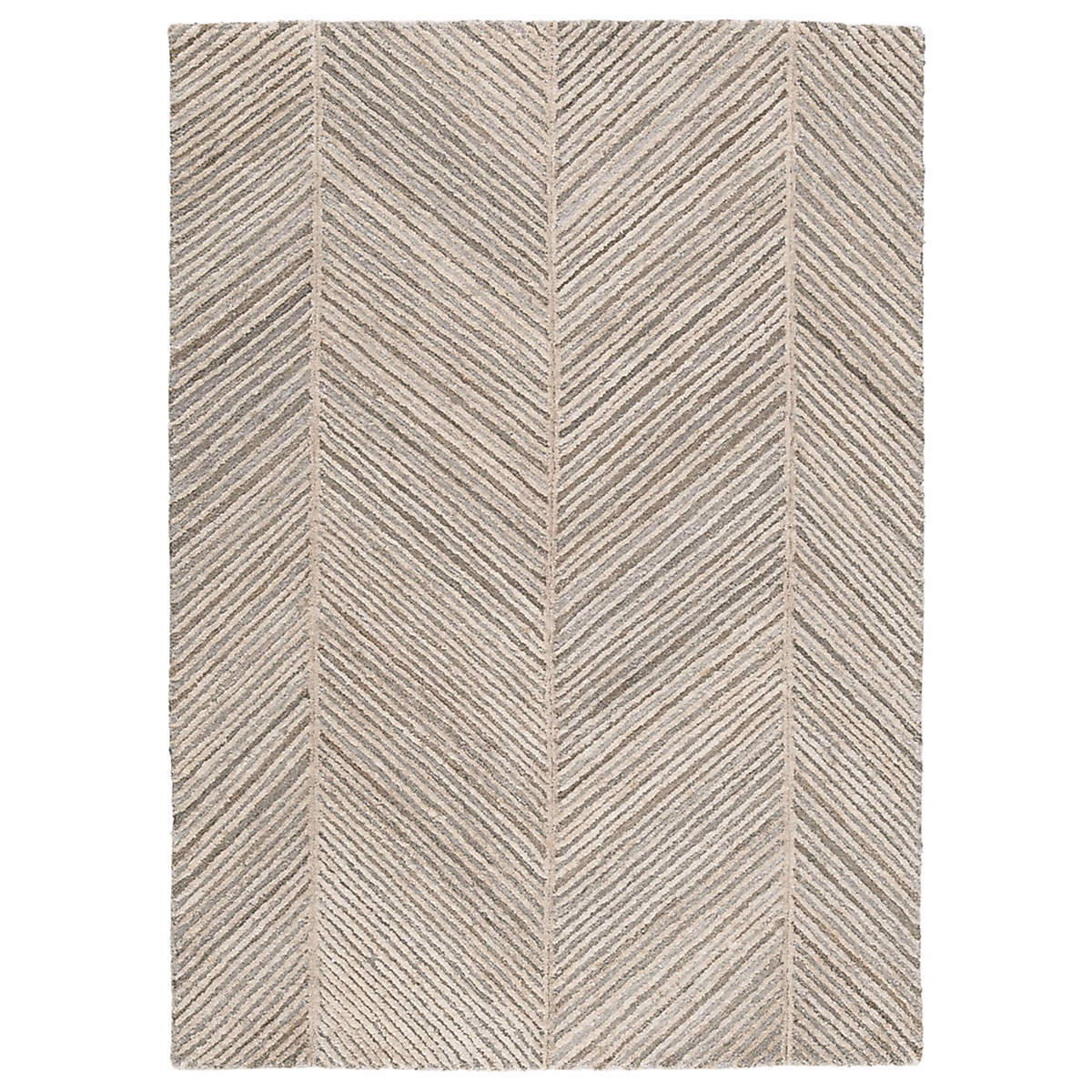 Signature Design by Ashley Leaford Hand Tufted Chevron 7'8" x 10' Area Rug, 6mm Pile, Taupe