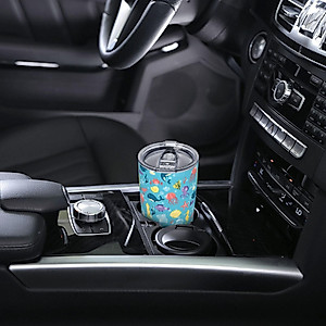 Yaxongx 20oz Tumbler Underwater Animals Double Wall Vacuum Insulated Coffee Mug with Lid and Metal Straw Brush Reusable Stainless Steel Water Bottle Travel Cup Gifts for Car Ice Drinks Hot Beverage