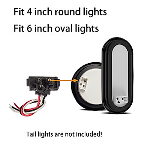 10x 3 Wire Plug Truck Trailer Light Plug Molded 3 Prong Pigtail Harness for Stop Turn Tail Sealed Round Oval Light Brake Backup Light