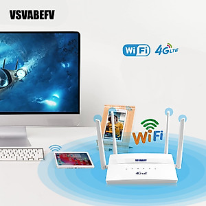 4G LTE Wireless Router with SIM Card Slot 300Mbps Unlocked Wireless Mobile WiFi Hotspot Routers with Antennas for B2/B4/B5/B12/B13/B17/B18/B25, Sim Card Router Support T-Mobile AT&T