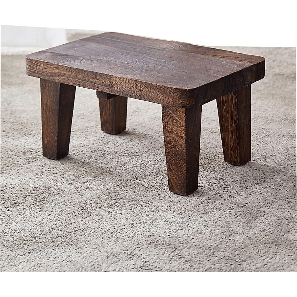 Tung wood step stool with non-slip rubber feet, small step stool for bedroom, kitchen and living room, load capacity up to 300 lbs, sturdy and durable, no assembly required