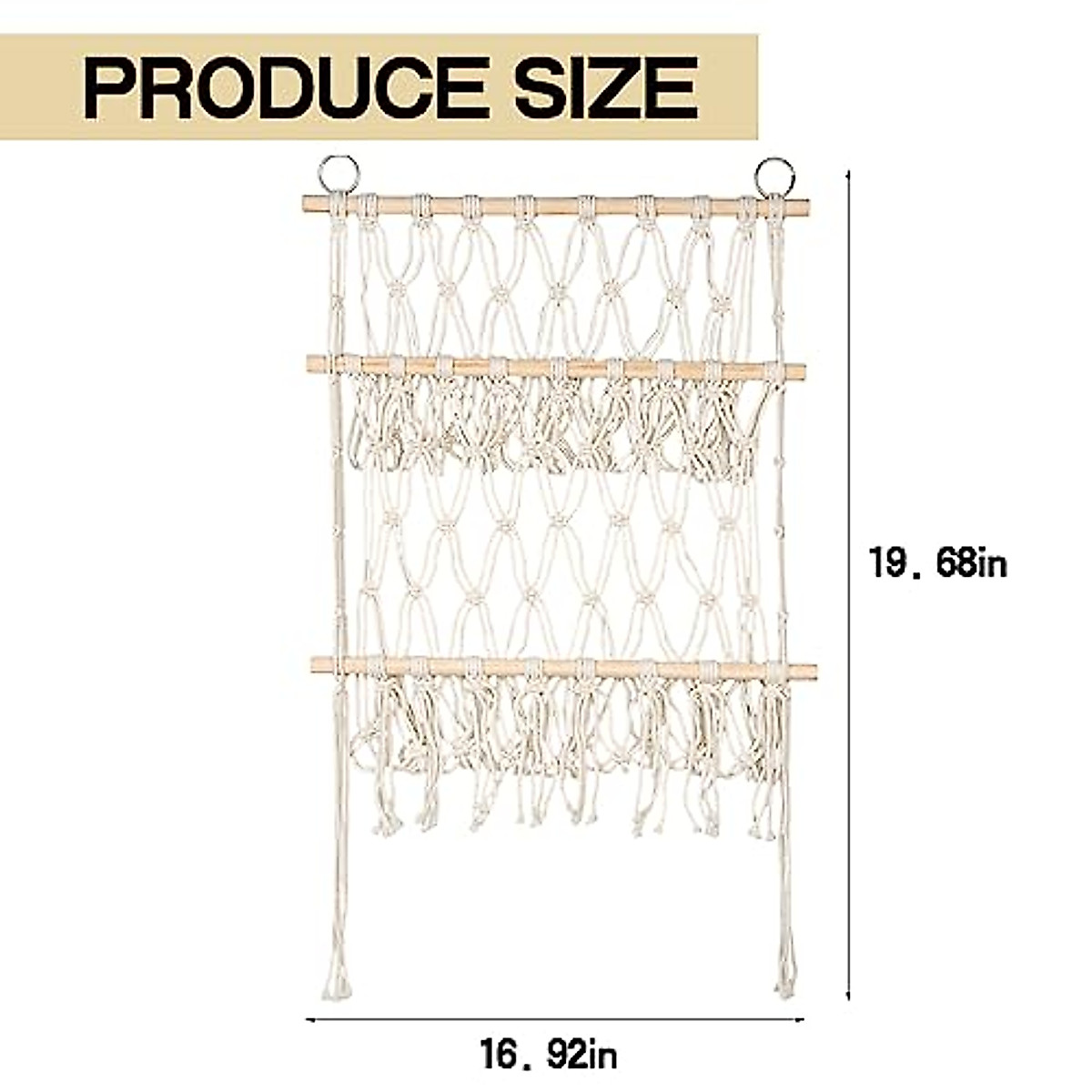 AMHSCOCA Stuffed Animal Net or Hammock, Boho Macrame Toy Hammock Wall Hanging Net Stuffed Animal Toy Storage Holder