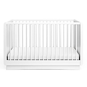 STORKCRAFT Skye 3-in-1 Convertible Crib (White) - Converts from Baby Crib to Toddler Bed and Daybed, Fits Standard Full-Size Crib Mattress, Adjustable Mattress Support Base