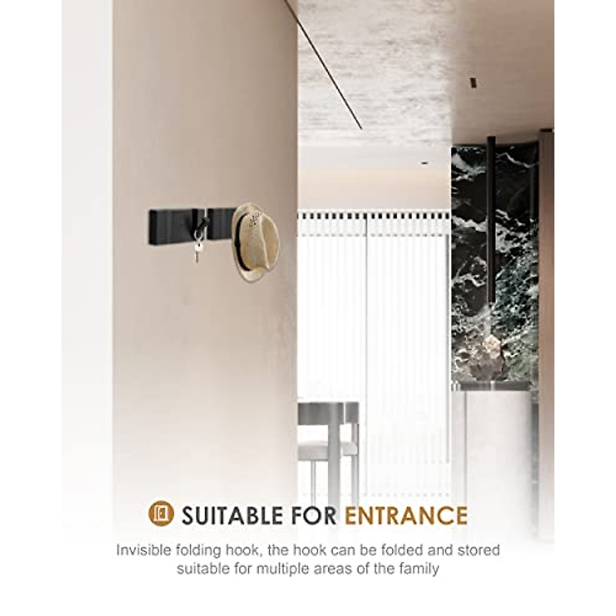 2 Pack，Waterproof Black Towel Hooks，Foldable Towel Hooks for Bathrooms，Modern Coat Hooks，Black Robe Hooks，Bathroom Modern Hooks，Free Perforated，Bathroom Towel Hooks，Towel Door Hooks，Also for Kitchen.