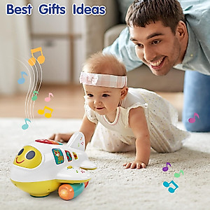 Baby Toys 6 to 12 Months Airplane Music Light Baby Toys 12-18 Months Light Up Toys, Baby Crawling Toys for 1 Year Old Girl Boy Gifts Infant Toys 6 to 12 Months 9 6 Month Old Baby Toys 0 3 6 Months