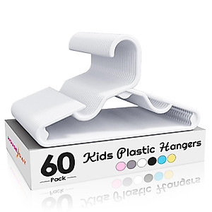 HOUSE DAY Premium Baby Hangers 60 Pack, 11 Inch Kids Plastic Hangers White, Slim Childrens Hangers for Infant, Toddler, and Child Clothes, Durable Baby Clothes Hangers for Closet
