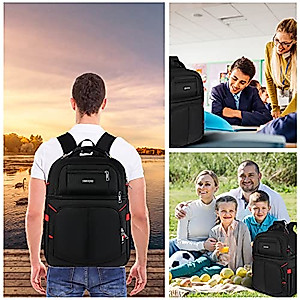 Cooler Backpack,30 Cans Insulated Backpack Cooler Leakproof Double Deck Cooler Bag RFID Lunch Backpack for Men Women