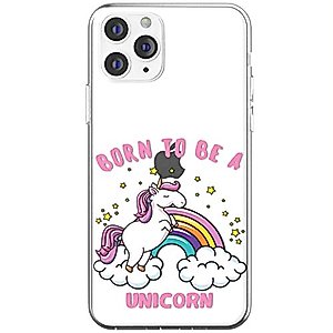 Toik Slim TPU Case for Apple iPhone 11 Pro Xs Max Xr 10 X 8 Plus 7 6s 5s SE Cute Print Funny Born to be a Unicorn Design Girls Women Quote Cover Silicone Lightweight Gift Flexible Protective Clear