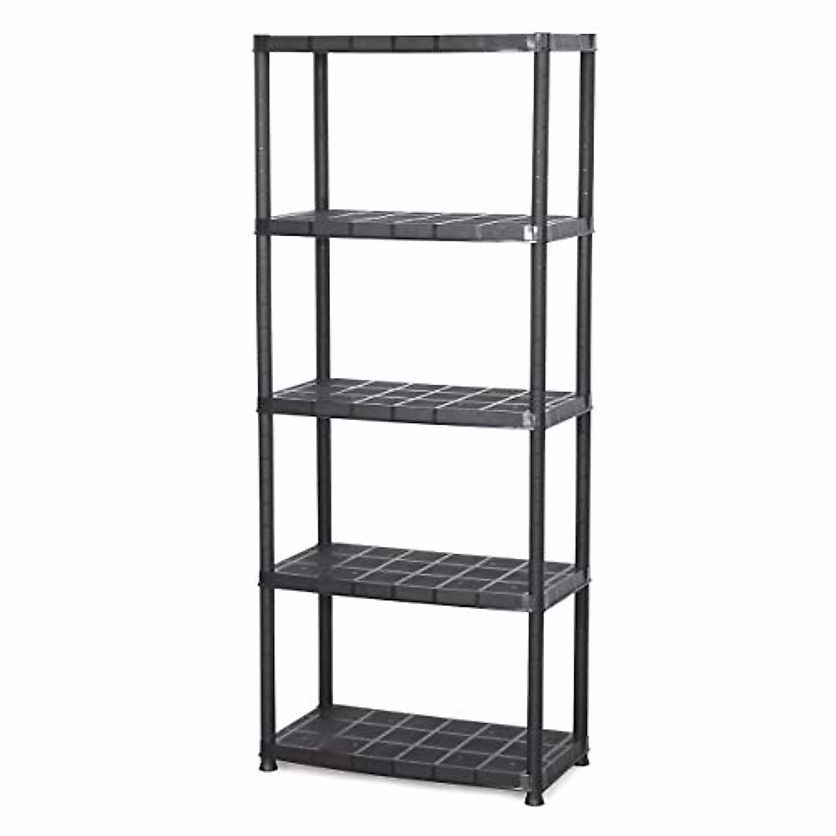 Ram Quality Products Platin 15 inch 5 Tier Plastic Storage Shelving Unit Organizer, Black