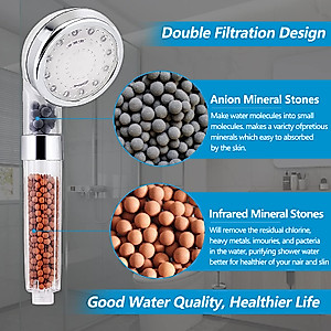 FASTRAS LED Shower Head with Handheld, Shower Head High Pressure Shower Head with Hose, Holder & PTFE Tape etc, 3 Water Temperature-Controlled Water Saving Filtered Shower Head for Dry Skin& Hair…