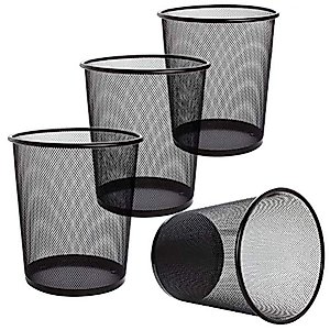 LAWEI 4 Pack Trash Can Mesh Round Open Top Wastebasket - 2.5 Gallon Recycling Bins Garbage Waste Baskets for Office Home