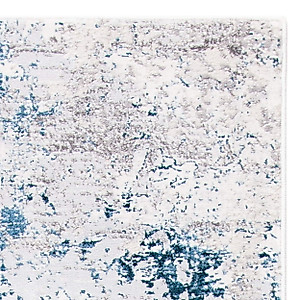 SAFAVIEH Amalfi Collection Area Rug - 8' x 10', Cream & Navy, Modern Abstract Distressed Design, Non-Shedding & Easy Care, Ideal for High Traffic Areas in Living Room, Bedroom (AMF572C)