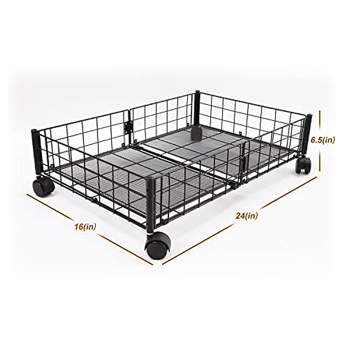 HoCorn Under Bed Storage with Wheels, Rolling Under Bed Shoe Storage Container, Under Bed Cart with Wheels, Underbed Storage with Sturdy Storage Bags & Clear Window & Thick Fabric, 2 Sets, (Black)