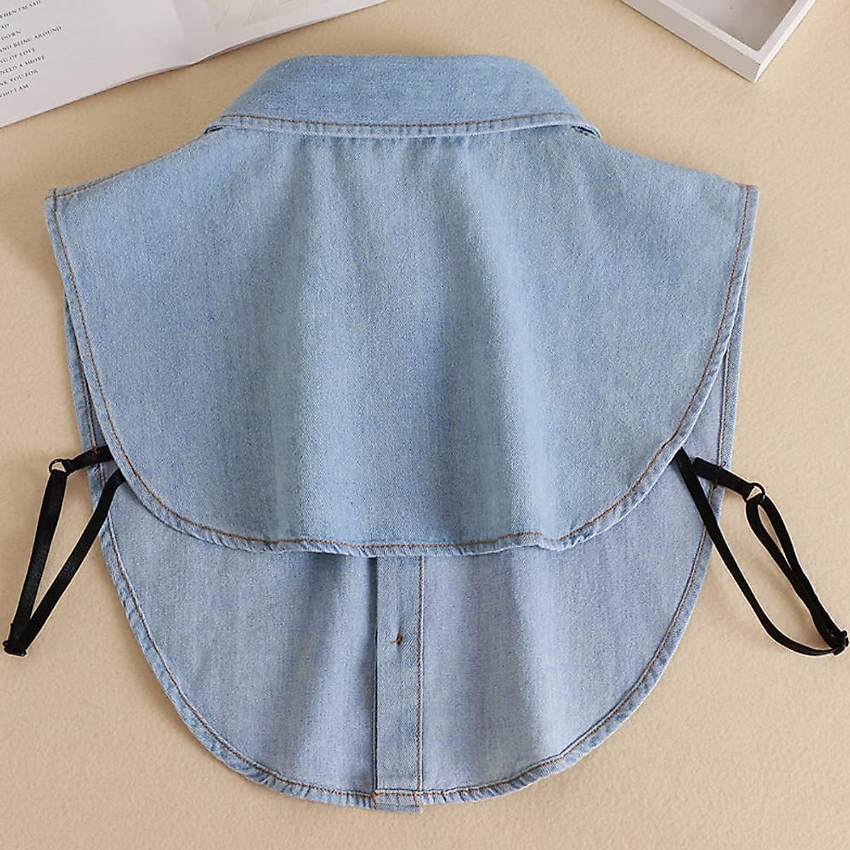 LoudSung False Collar Detachable Blouse Fake Collar Half Shirts Denim Collar Designed Faux Collars Top Elegant for Women