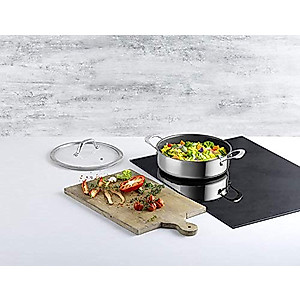 KUHN RIKON Allround Oven-Safe Induction Non-Stick Serving Pan with Glass Lid, 28 cm, Stainless Steel, Silver