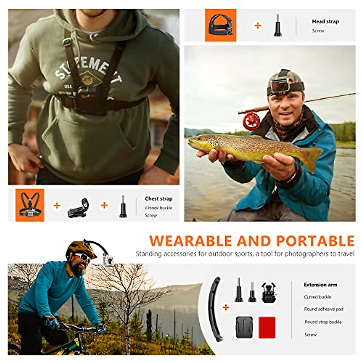 XDaowerrs Upgraded 50 in 1 Action Camera Accessories Kit for GoPro Hero11 10 9 8 7 6 5 4/GoPro Max/GoPro Fusion, Insta360, DJI Osmo Action1/2,Xiaomi Yi, APEMAN, AKASO Campark Action Camera and More