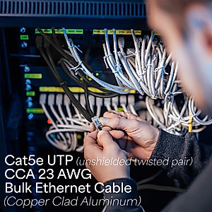 VIVO Black 1,000ft Bulk Cat5e, CCA Ethernet Cable, 24 AWG, UTP Pull Box, Cat-5e Wire, Waterproof, Outdoor, Direct Burial, CABLE-V003