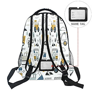 Backpack School Bookbag Travel Bag Childish Truck Excavator for Girls Boys Teen