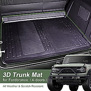 Pedigree 3D TPE Material Cargo Mat Fits 2021-2022 Ford Bronco 4-Door Version All Weather Rear Trunk Mat Waterproof Car Floor Mat Anti-Skid Odorless Rubber Carpet (Trunk Mat)