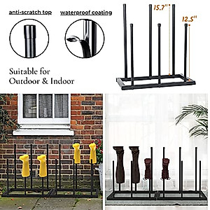 COMAX 3-Tier Expandable Shoe Rack or Boot Rack Organizer for Tall Boots, Small Adjustable Shoe Shelf for Entryway Closet, Modern Metal Iron Shoe Stand, Free Standing Extendable Shoe Storage Organizer