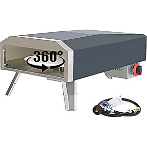 Li Zhen Outdoor Pizza Oven,14in Propane Gas Fired Rotating Pizza Ovens,Portable Gas Pizza Maker with Pizza Stone(14in),Automatic Spinning Pizza Grill,Great for Outdoor,Party,Garden,Family Gather
