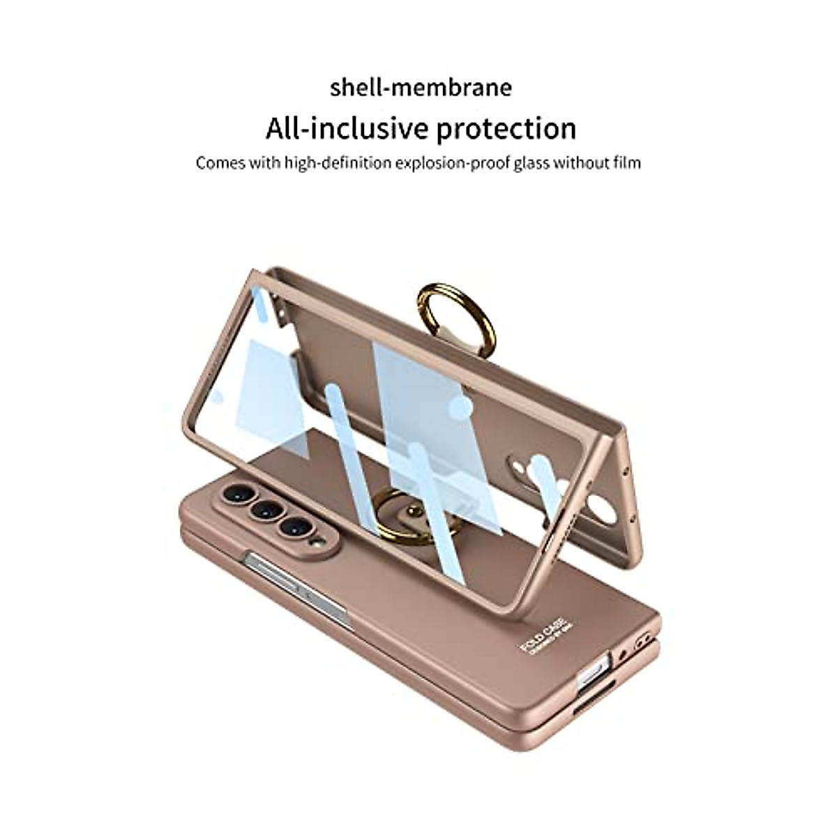 BAILI Samsung Z Fold 4 Case with Ring,Ultra -Thin Z Fold 4 Case,Galaxy Z Flip 4 Case,Military Grade Drop Protective Case,(Ring,Silver)