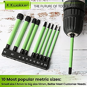 TLEEP 20 x 1/4" 100MM Long Allen Wrench Drill Bits, SAE & Metric, Hex Head Allen Bit Set S2 Steel Magnetic Tips Hex Screwdriver Set for Ikea Type Furniture, 5/64" to 5/16" & 1.5mm to 12mm Hex Bit Set