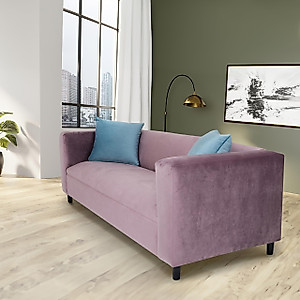 Coast to Coast Sofas Broadway Velvet Sofa for Living Room, Modern 3-Seater Sofas Couches for Bedroom, Office, and Apartment with Solid Wood Frame (Lavender)