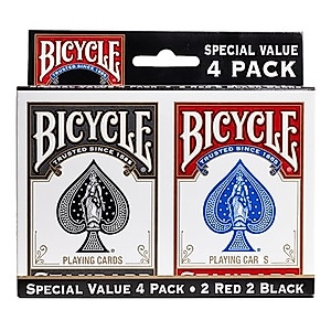 Bicycle Standard Index (Black/Red), Pack of 4