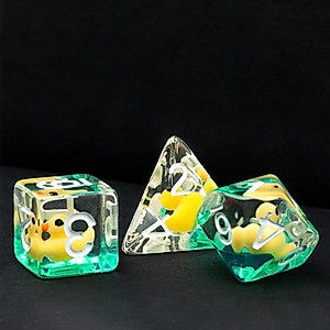 Cusdie 7-Die DND Dice, Polyhedral Dice Set Filled with Animal, Animal Dice Set for Role Playing Game Dungeons and Dragons D&D Dice MTG Pathfinder (Yellow Duck)