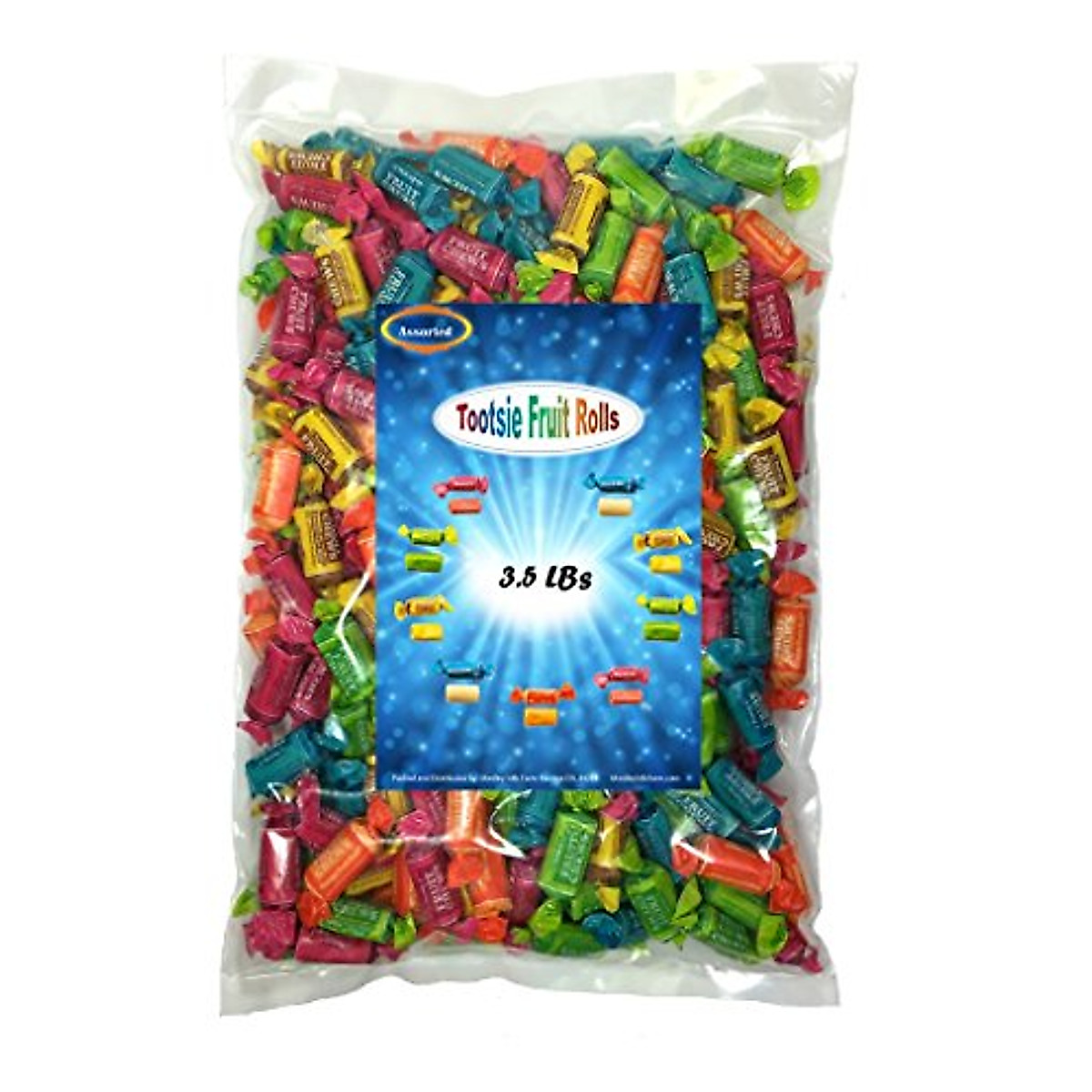 Tootsie Rolls Fruit Chews Assorted Flavors | Chewy Bulk candy individually wrapped | Mixed Fruity Flavored variety Cherry, Lemon, Lime, Orange and Vanilla | 3.5 Lbs