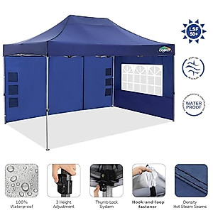 COBIZI 10x15 Pop Up Canopy with 4 Sidewall(Dark Blue)