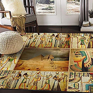 ALAZA Egyptian Culture Pyramid Great Sphinx Vintage Area Rug Rugs for Living Room Bedroom 5'3"x4'