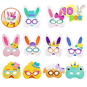 JOYIN 10 Pcs DIY Easter Bunny Mask Craft Kit Easter Crafts and Activities for Pretend Play, Decorate and Wear, Dress-Up Party Accessory, Animal Mask Assortment Easter Eggs Hunt and Theme Party
