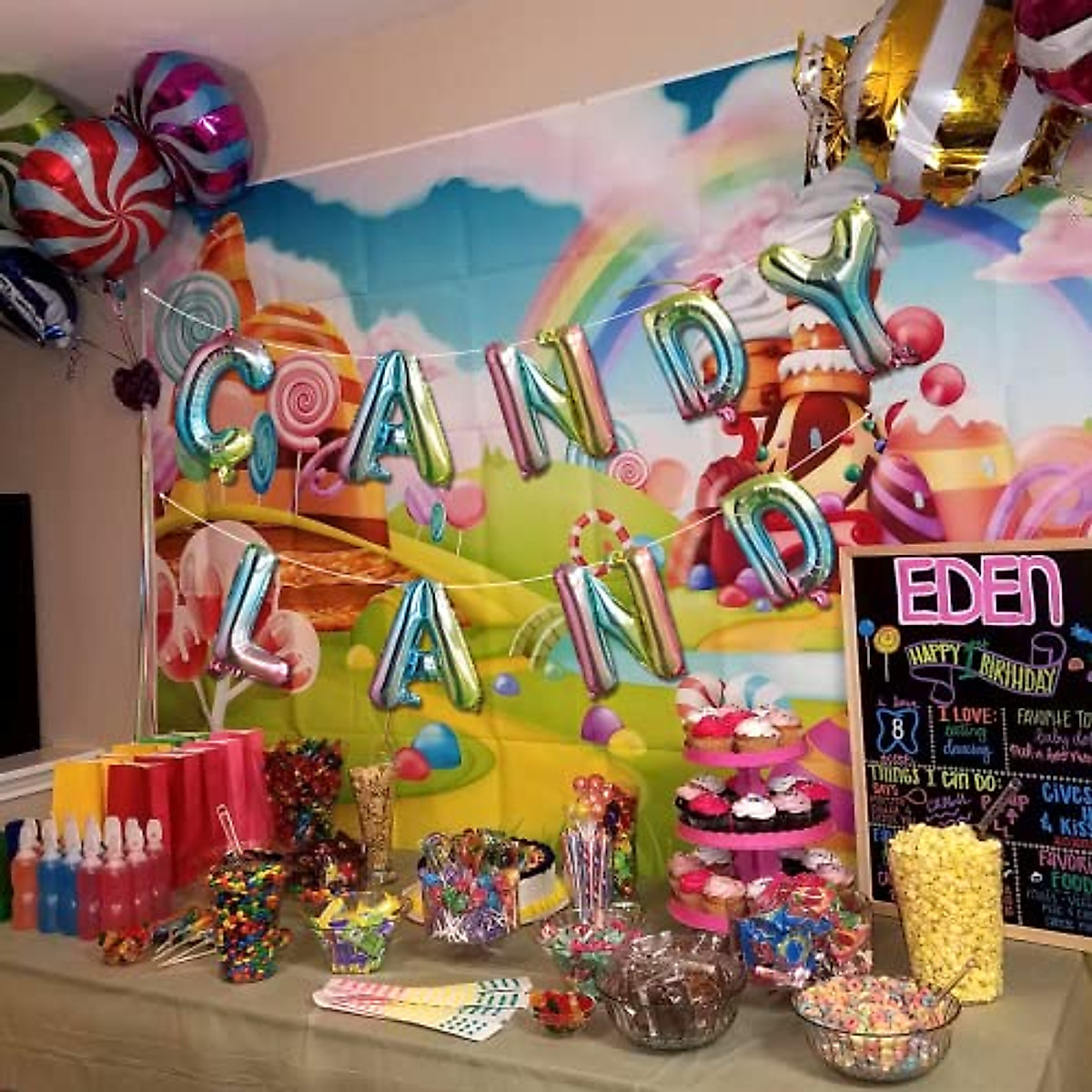 Halovin Candy Land Letter Balloons for Candy Theme Party, Rainbow Candy Land Balloons for Wonka Party (Colorful)