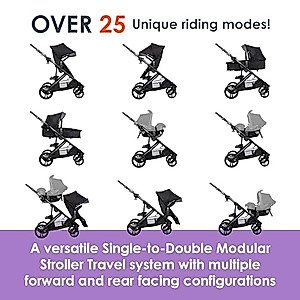Baby Trend Morph Single to Double Modular Stroller Travel System with EZ-Lift™ PLUS Infant Car Seat, Dash Black