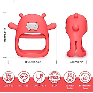 Towwi Teething Toys for Babies 0-6 Months Never Drop Hippo Teething Toys for Babies 6-12 Months Infants, Baby Chew Toys for Sucking Needs, Hand Pacifiers Baby Toys 6 to 12 Months