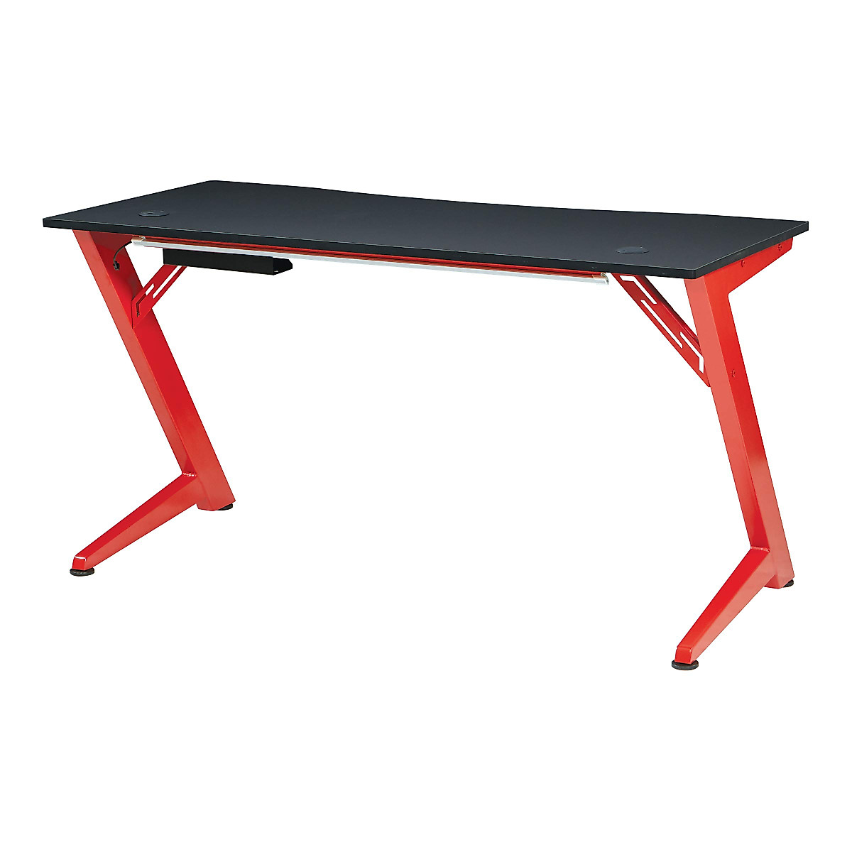 OSP Home Furnishings Beta Battlestation Gaming Desk with Bluetooth RGB LED Lights, Matte Red