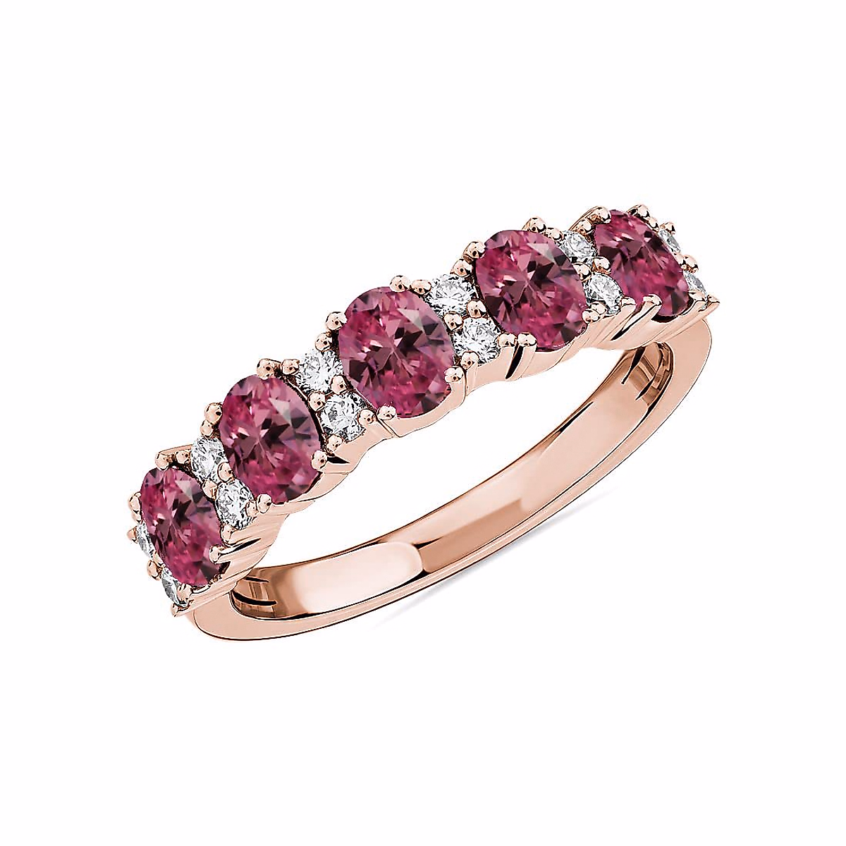 Jewelrygift 18K Rose Gold Plated Eternity Band Ring Natural Pink Sapphire Gtone Chakra Healing Birthstone Daliy Wear Party Wear Fine Jewelry for Women and Ring : 6