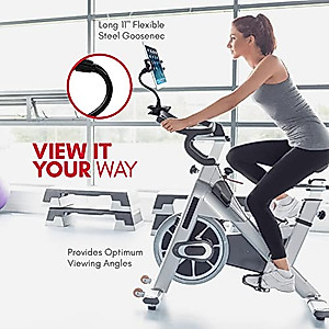 Macally Adjustable Gooseneck Tablet Holder & Phone Clip - Works with Phones & Tablets up to 8” - Flexible Phone Holder & Tablet Mount with Clip On Clamp for Desks up to 1.75” Thick (CLIPMOUNT),Black