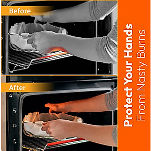 Oven Liners for Bottom of Oven (2-Pack) Bundled with Oven Rack Shields (2-Pack) - Large Oven Mat for Bottom of Oven (17"x 25") and 14" Silicone Oven Rack Protector - Reusable & Heat Resistant