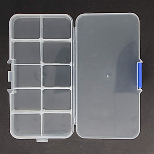 Jutagoss Plastic String Organizer Box With Dividers, 5.12x2.76x0.87 inch,10 Mpartment Craft Storage Containers, 4PCS Bead Tackle Bolt Screw Small Parts Rock Collection Box.