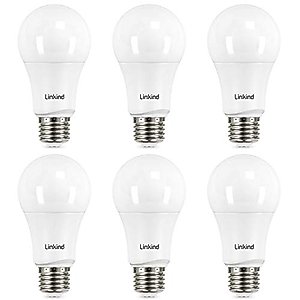 Linkind A19 LED Light Bulbs Dimmable, 100W Equivalent, 2700K Soft White, 15.5W 1600 Lumens 120V Bulbs, E26 Standard Base, UL Listed, Lighting for Bedroom Living Room Home Office,6 Packs